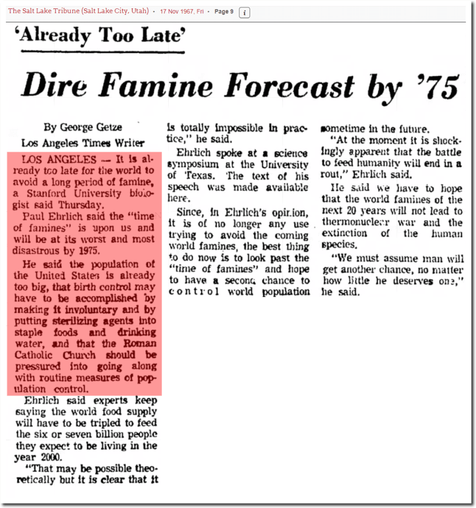 Wrong Again: 50 Years of Failed Eco-pocalyptic Predictions – The Burning Platform