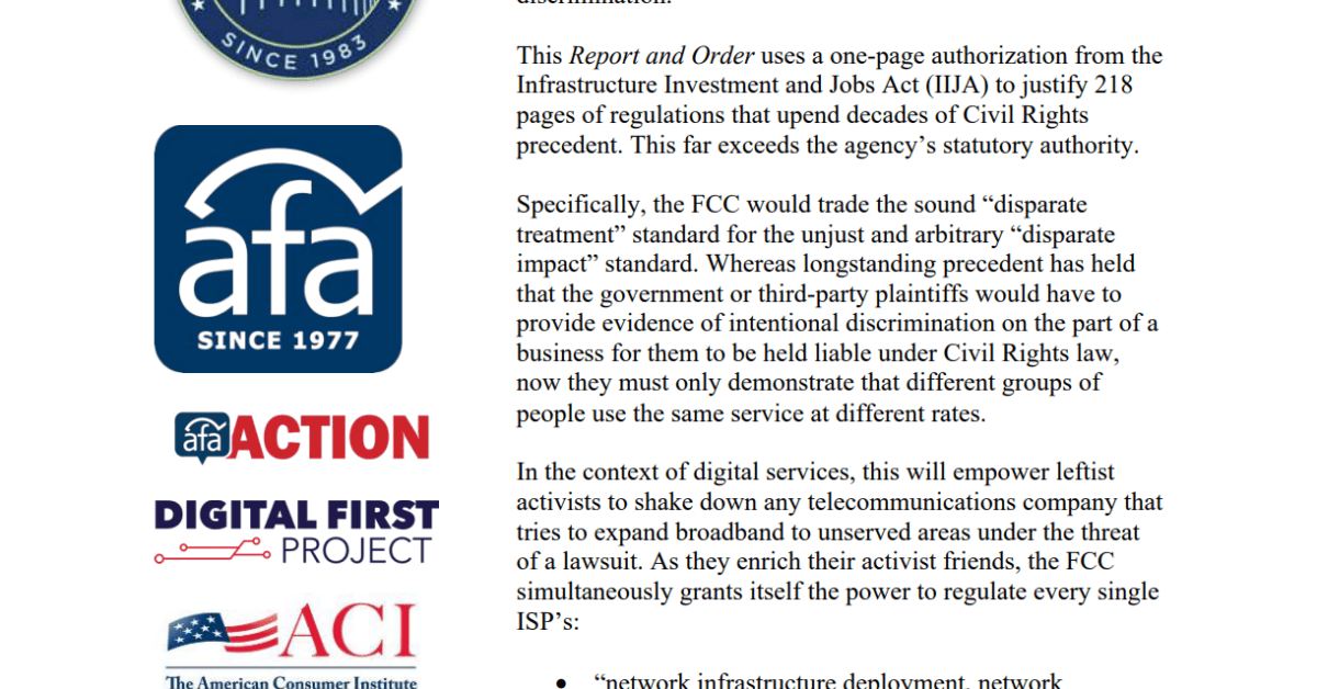 Coalition Letter on FCC Digital Discrimination rule - Competitive ...